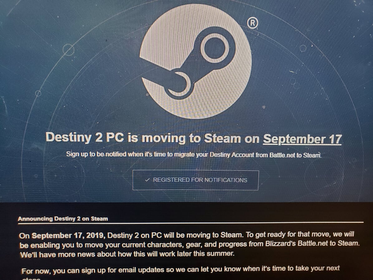 Destiny 2 Battle.net Players Given Move Date To Steam - Lords of Gaming