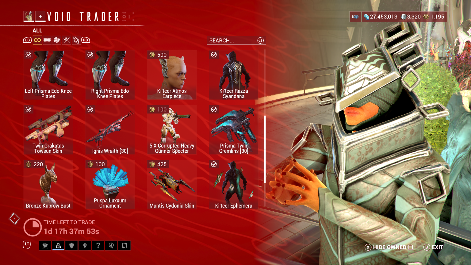 Warframe Baro Ki'Teer Inventory 1/27/23 - Lords of Gaming