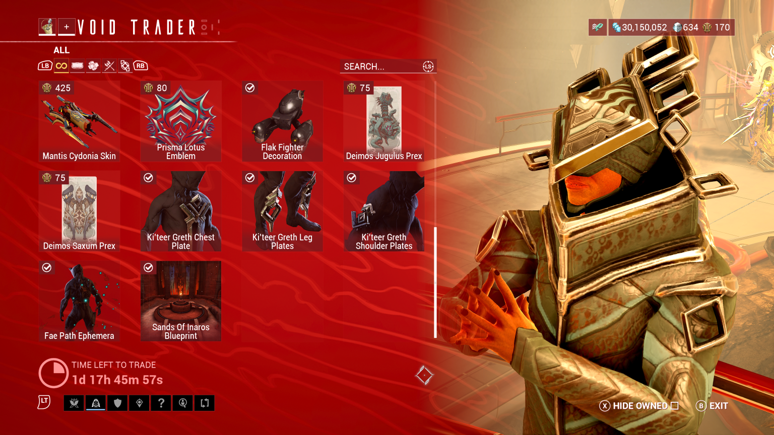 Warframe Baro Ki'Teer Inventory 5/5/2023 - Lords of Gaming