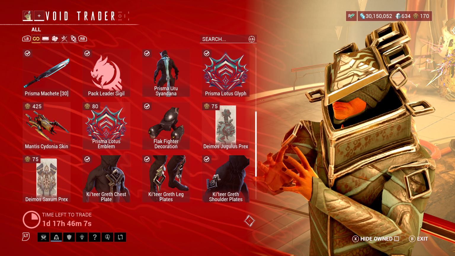 Warframe Baro Ki'Teer Inventory 5/5/2023 - Lords of Gaming